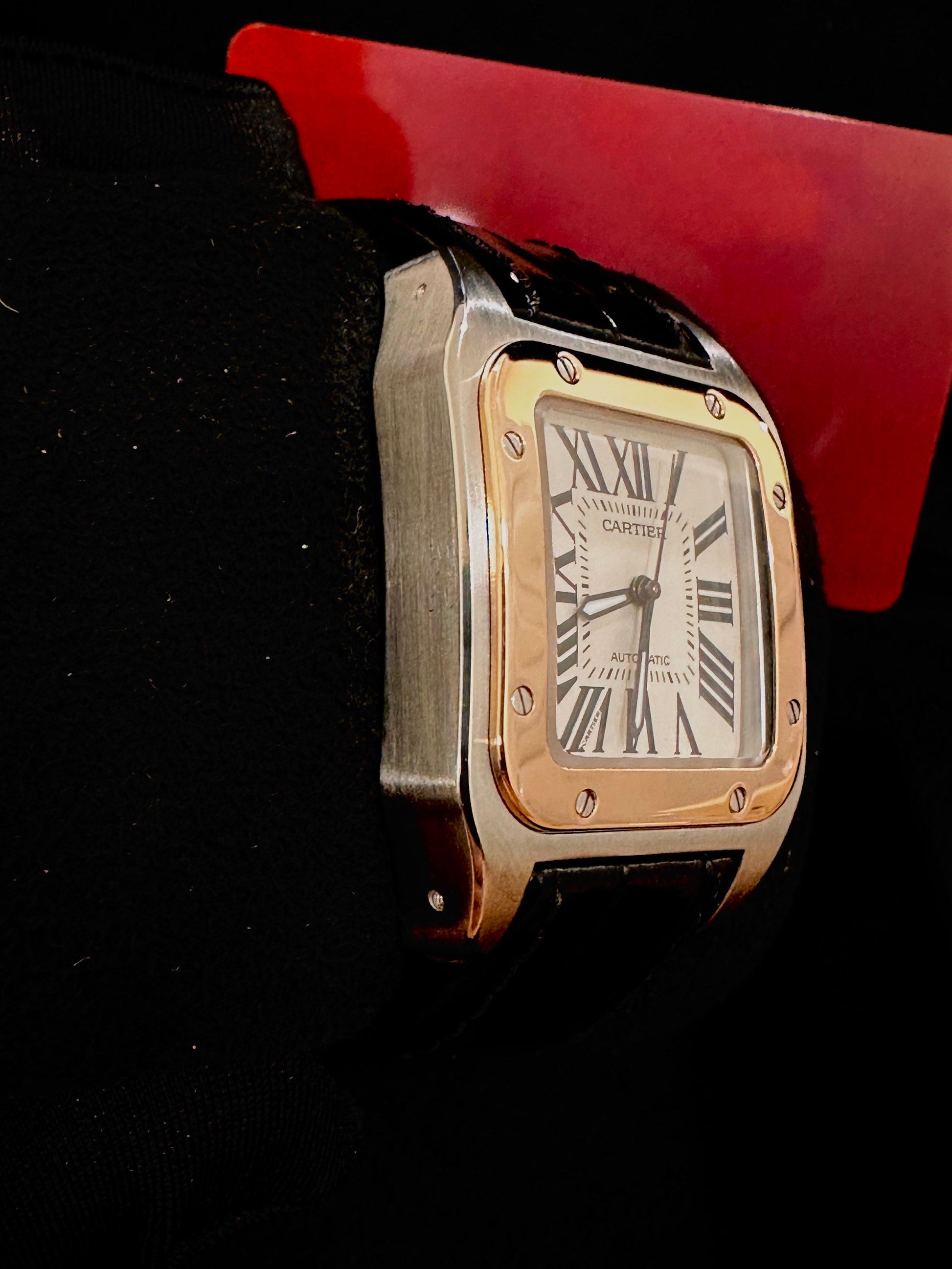 Cartier Santos 100 🔥Rare🔥 Rose Gold Two-Tone Medium Full Set 33mm Auto ...